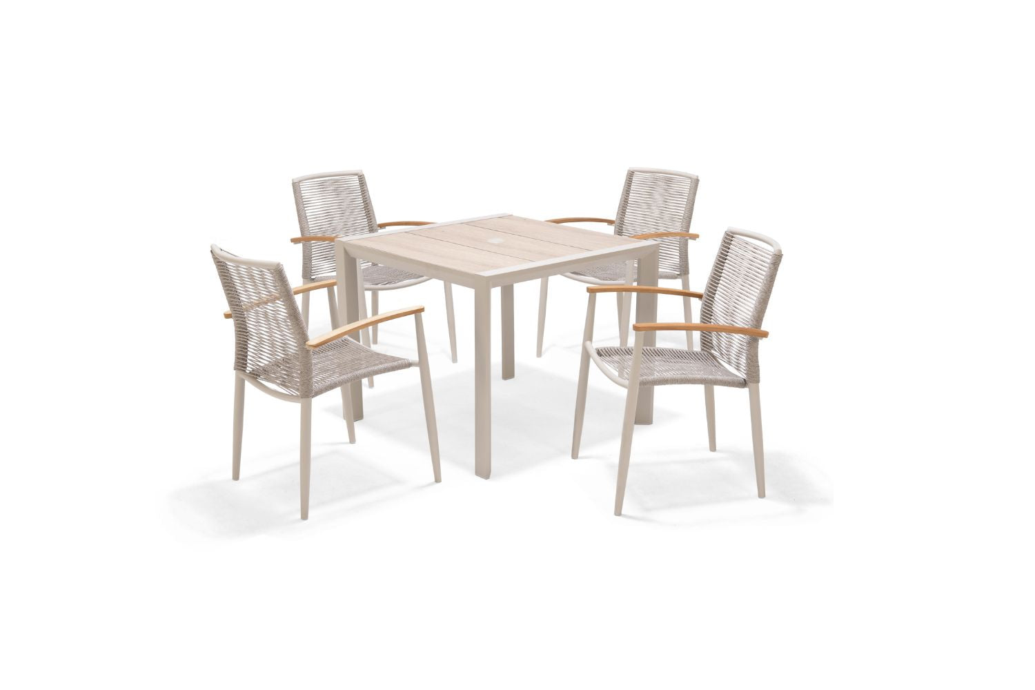 Lifestyle Garden Topaz-Urbanite Light 4 Seat Dining Set with Rope Chai ...